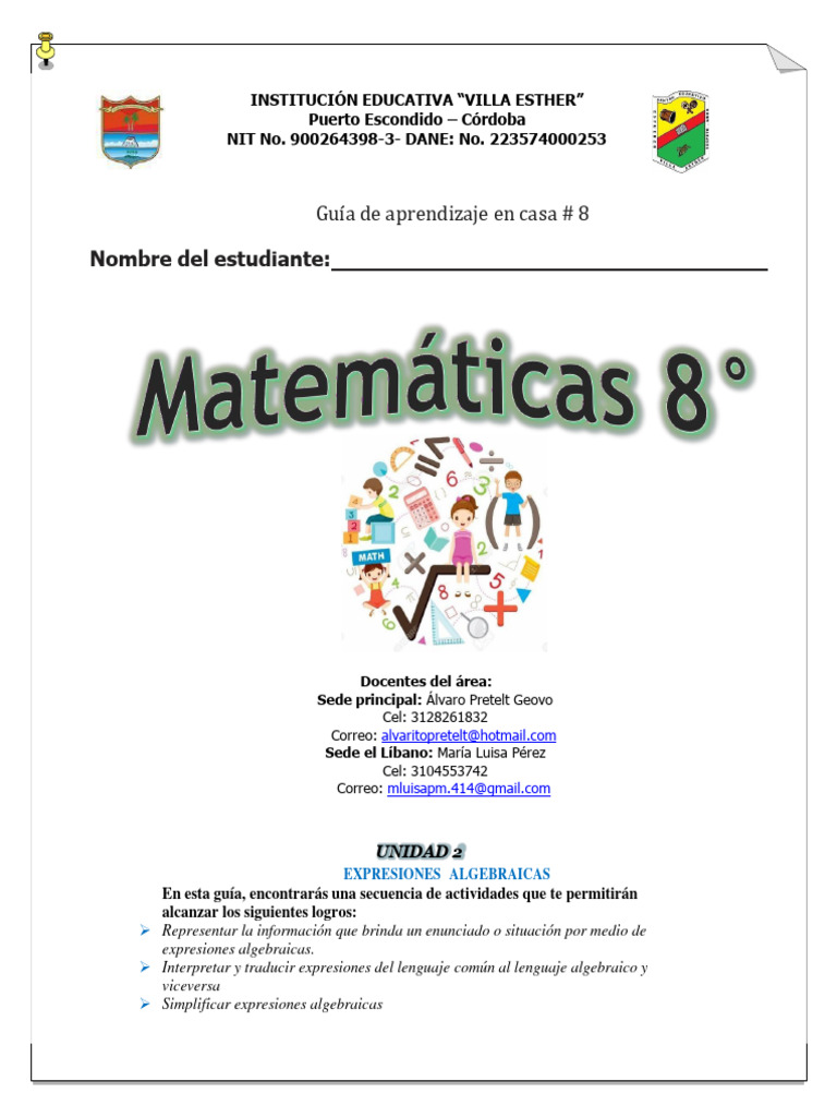 Guia de Matematicas #8 Grado 8 | PDF Guia de Matematicas #8 Grado 8 | PDF