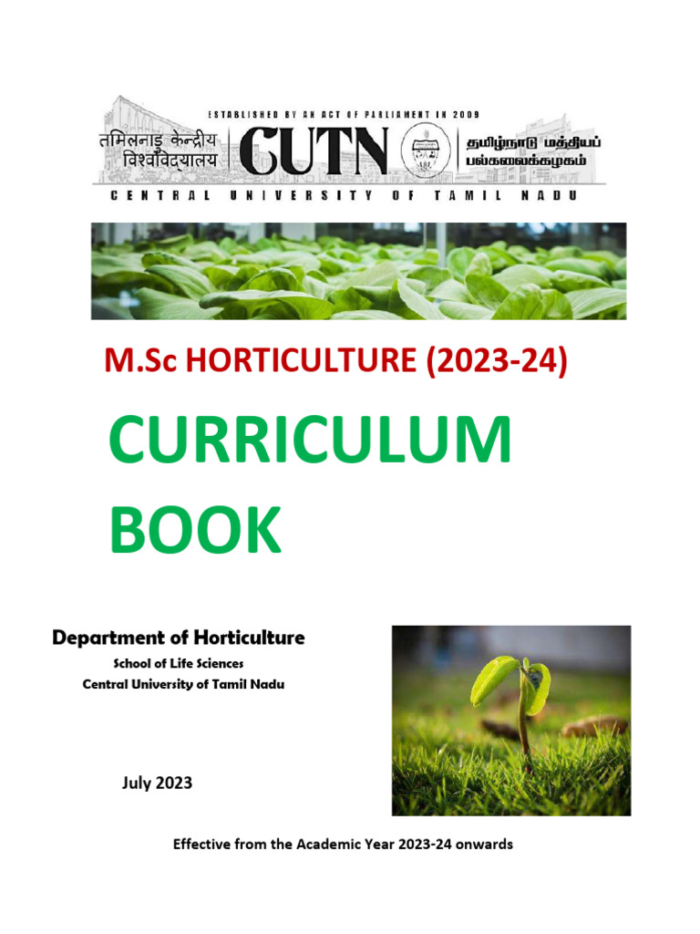 Horticulture MSC OBE - Syllabus 2023 24 - 26092023 | PDF | Thesis | Course Credit