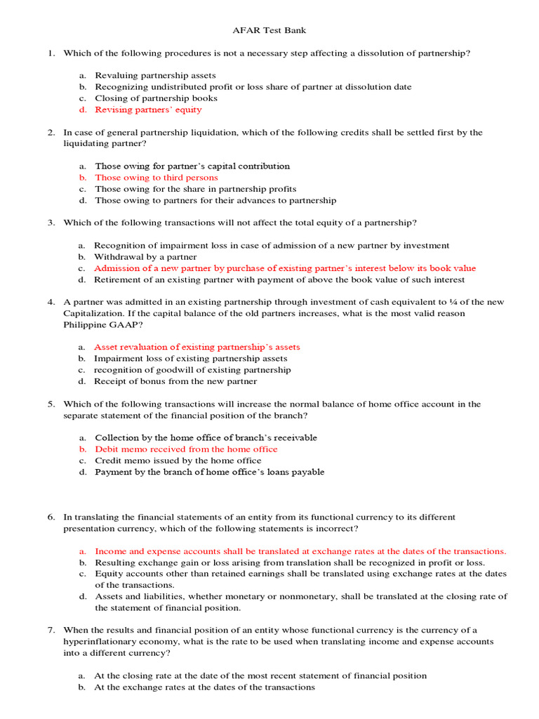 Afar Quick Notes | PDF | Goodwill (Accounting) | Derivative (Finance)