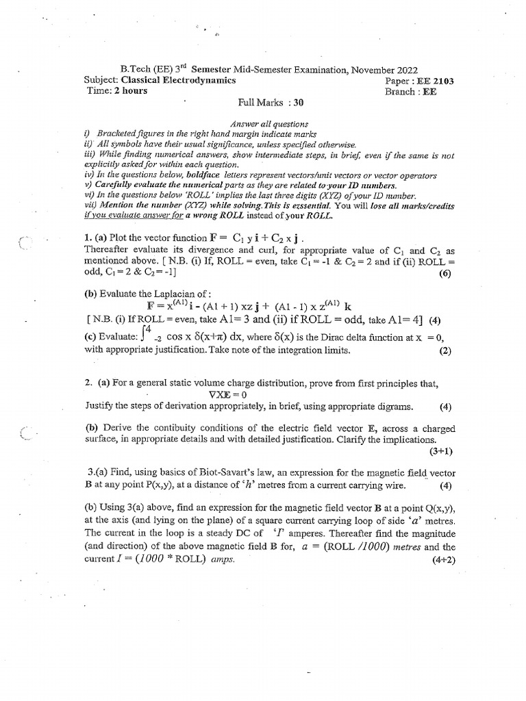 2022 EE 2103 MID Sem | PDF
