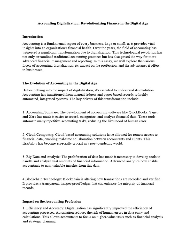 Accounting Digitalization Revolutionizing Finance in The Digital Age ...