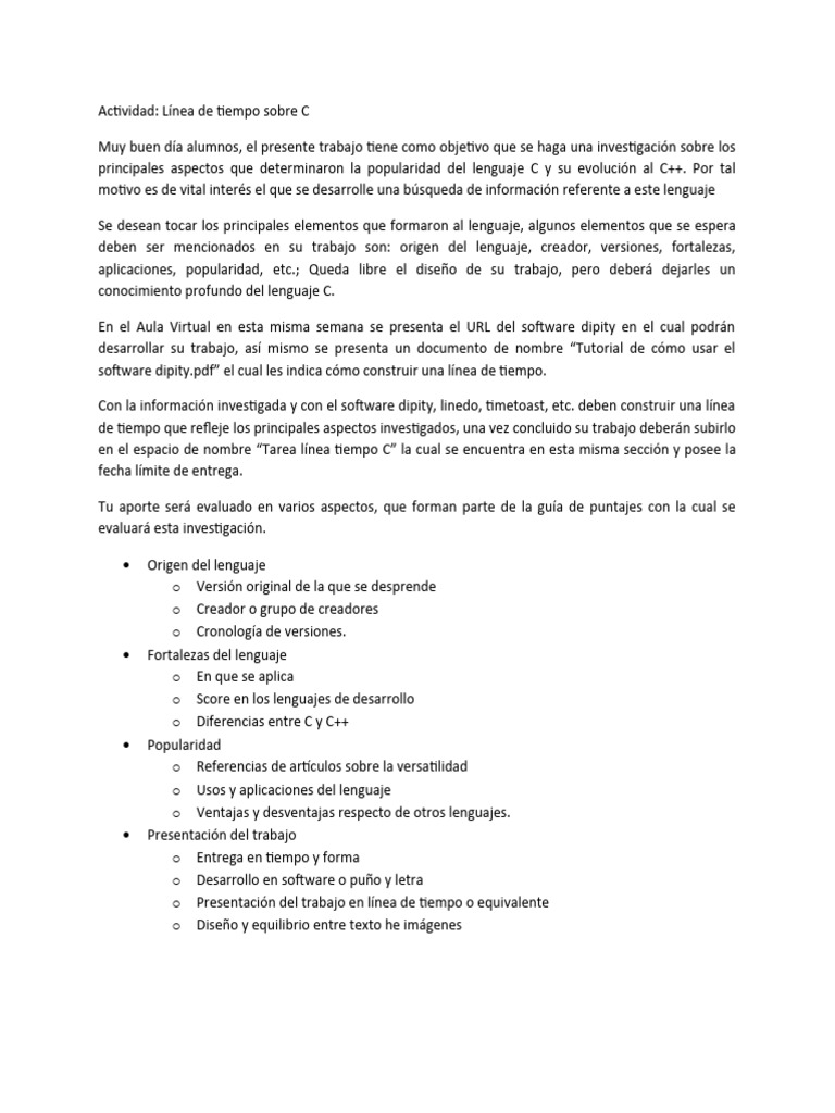 Unidad 1 Activiad 1 Línea de Tiempo Sobre C | PDF | Software ...