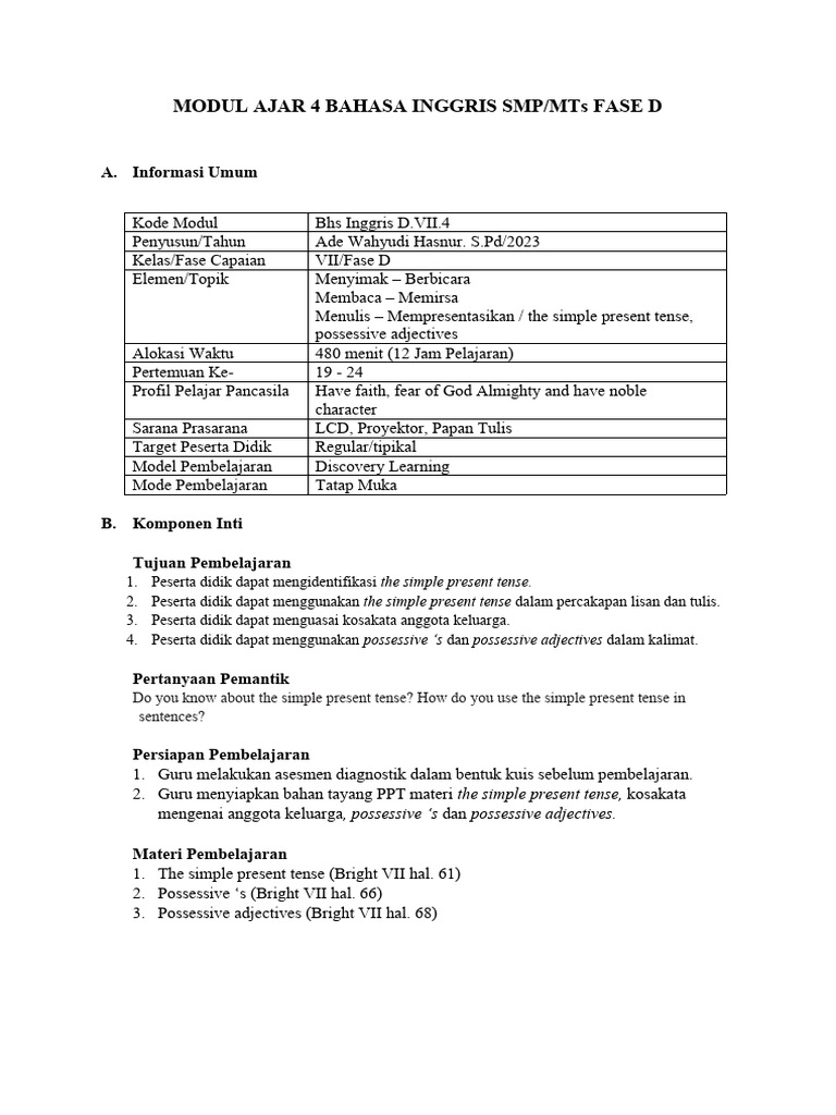 Bab 4 - Modul Ajar SMP Grade Vii | PDF | Karier & Perkembangan