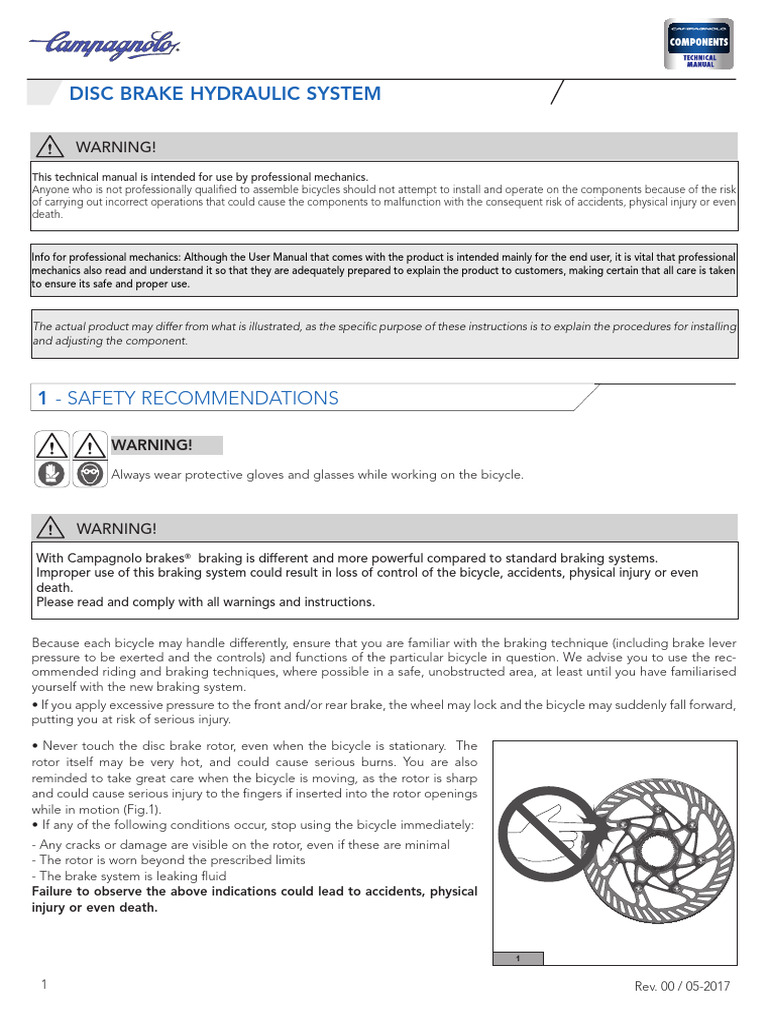 035 2362 Technicalmanual Disc Brake Campagnolo Rev00 05 17 Eng | PDF ...