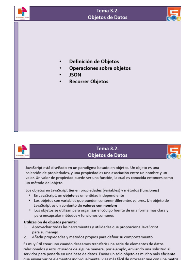 Tema 3.2. Objetos de Datos | PDF | Objeto (informática) | Json