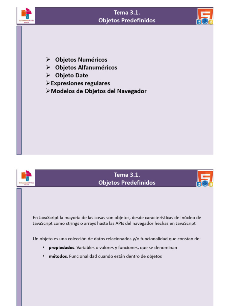 Tema3.1. Objetos Predefinidos | PDF | Expresión regular | Cadena ...