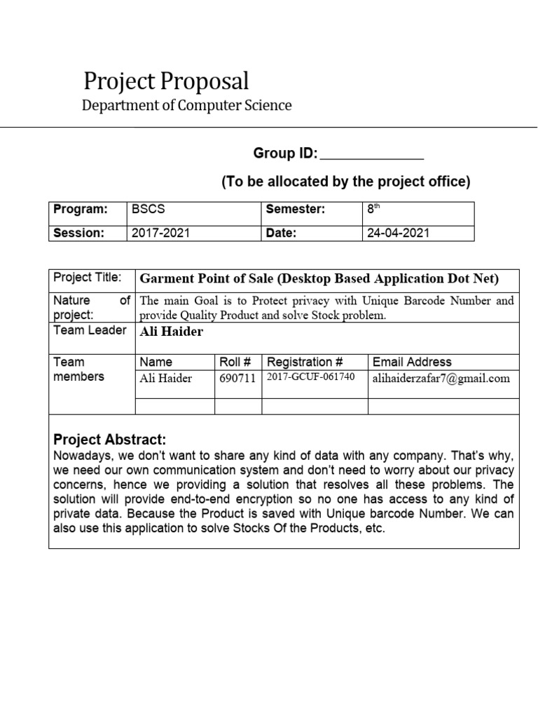 Ali Haider FYP Proposal | PDF
