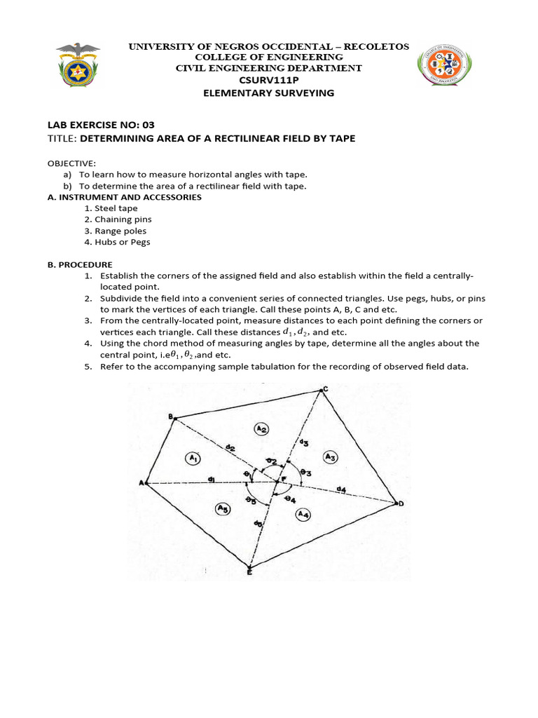 Csurv111p Lab03 Determining Area of A Rectilinear Field by Tape | PDF ...