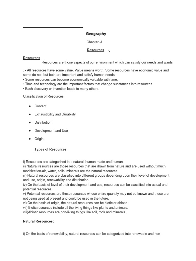 Resources Class 8 | PDF | Resource | Natural Environment