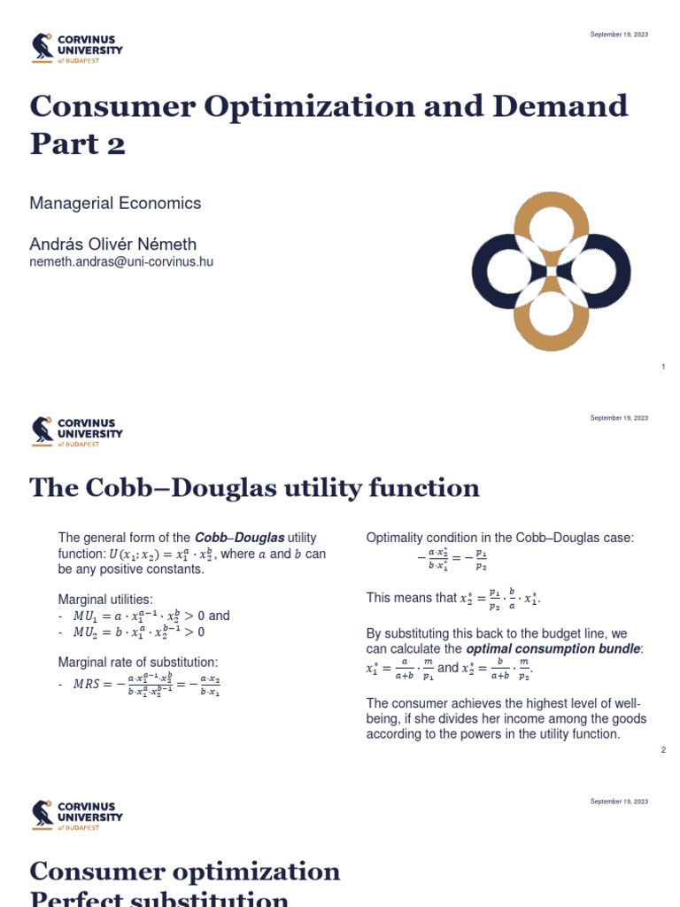 Consumer Optimization and Demand - Part 2 | PDF