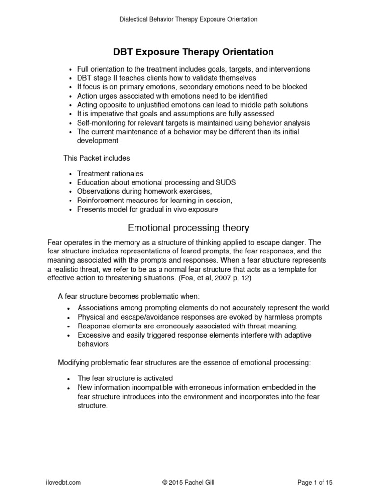 DBT Exposure Therapy Orientation Packet by Rachel Gill | Download Free ...
