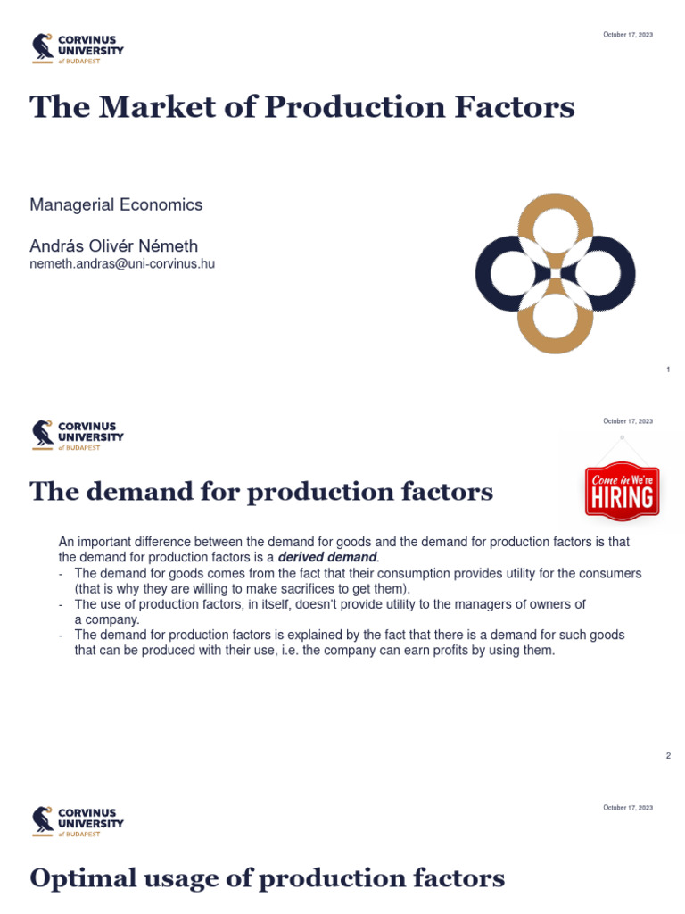 The Market of Production Factors | PDF | Demand | Market (Economics)