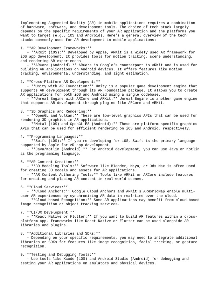 Implementing Augmented Reality (AR) | PDF | Mobile App | Android (Operating System)