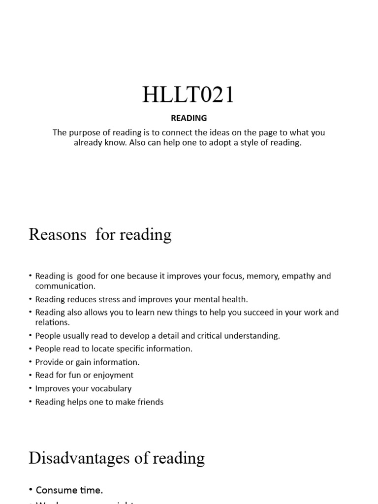 HLLT 021 Slides | PDF | Reading Comprehension | Phonics