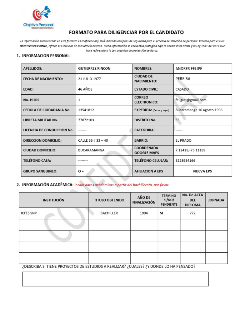 FORMATO INFORMACION DE CANDIDATO OP ESP Actualizado 13092023 1 | PDF