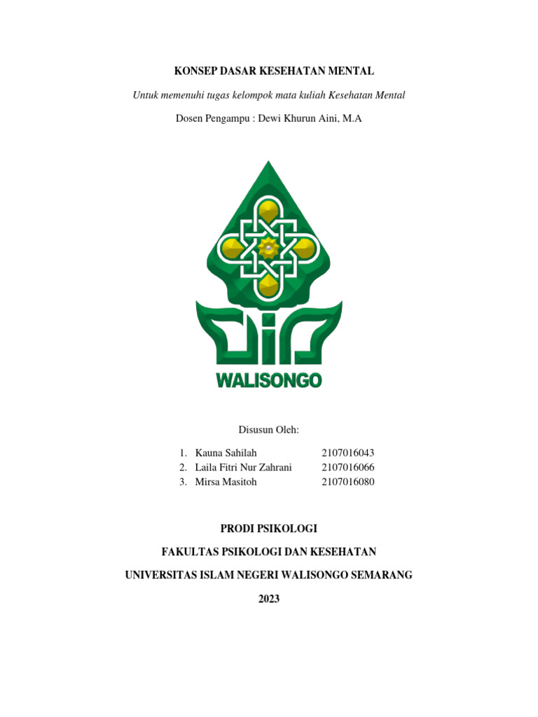 Kel. 1 KONSEP DASAR KESEHATAN MENTAL | PDF | Karier & Perkembangan | Pengembangan Diri