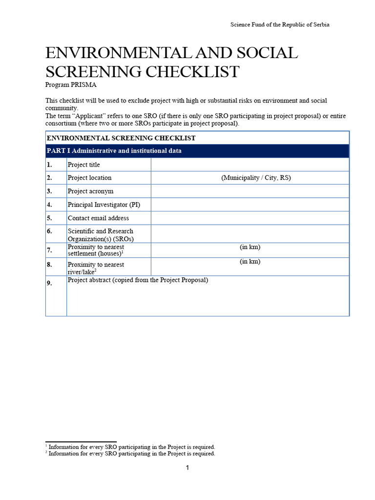 Serbia Environmental & Social Checklist | PDF | Waste | Environmental ...