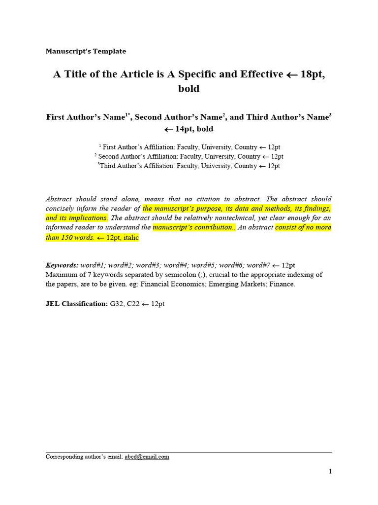 ICMR Manuscript's Template | PDF | National Bureau Of Economic Research ...