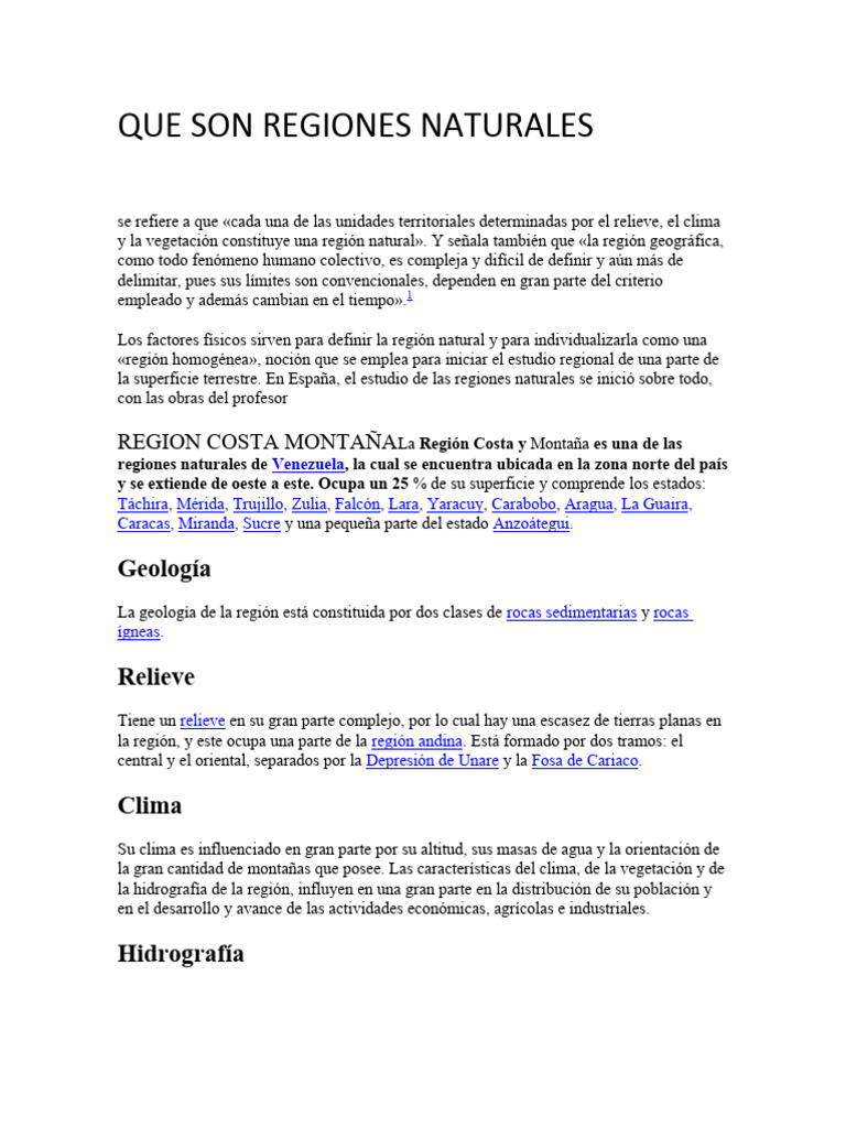 REGIONES NATURALES DE VENEZUELA | PDF | Geografía Física | Naturaleza