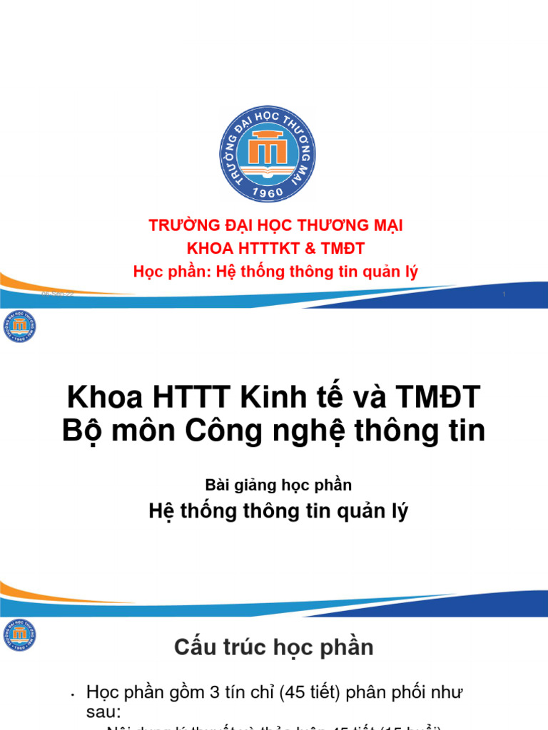 Hệ Thống Thông Tin Quản Lý TMU | PDF