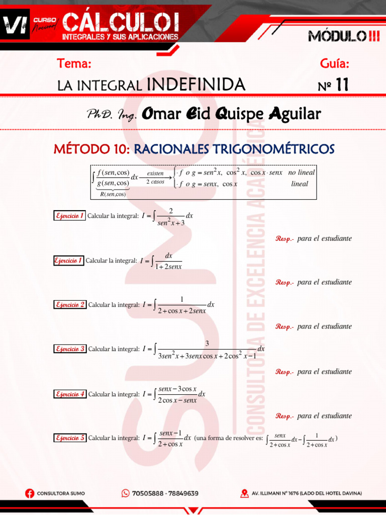 Guía de Integrales Indefinidas Trigonométricas | PDF