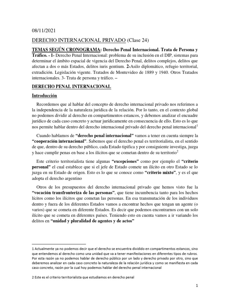Clase 24 - Derecho Internacional Penal | PDF | Derecho penal | Extradición