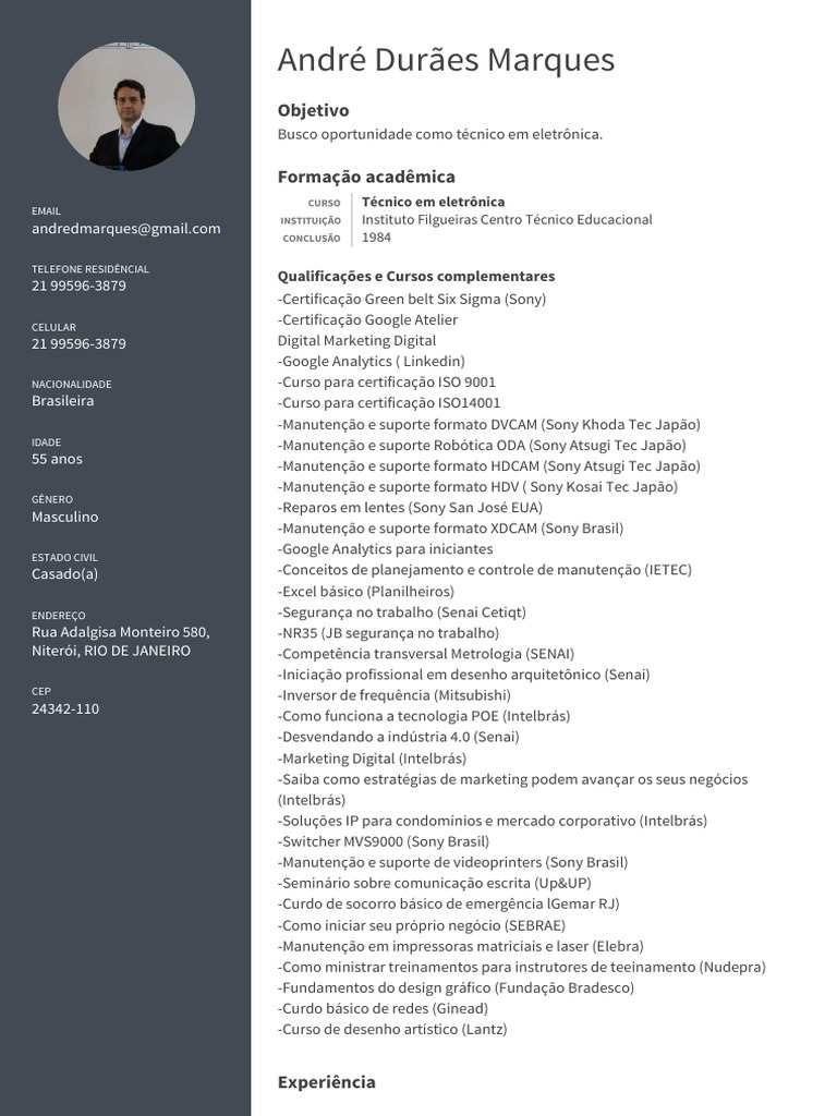 André Durães Marques - Currículo (3) - 1 | PDF | Sony