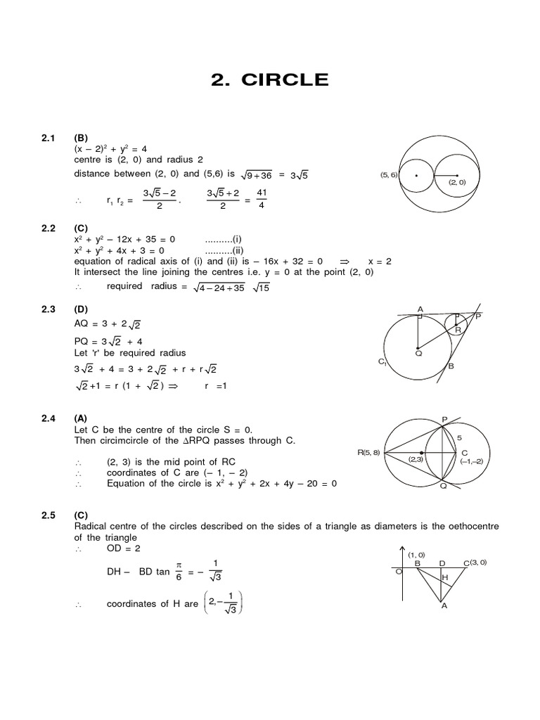 Circle (Solution) | PDF | Circle | Analytic Geometry