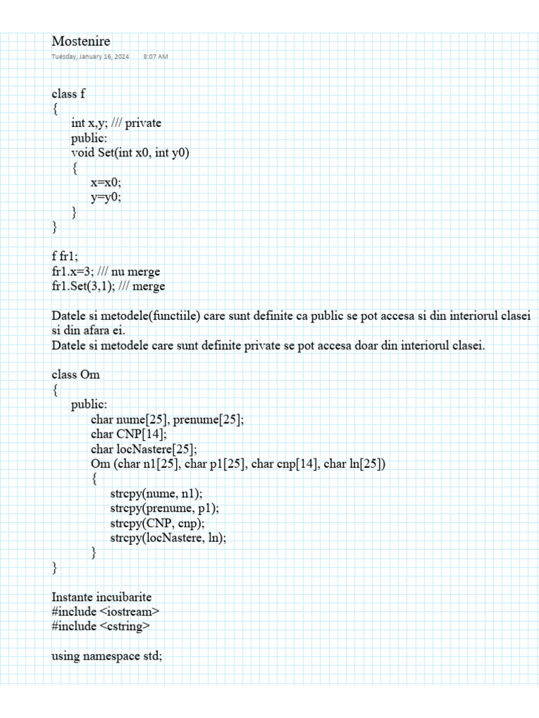C++ Class Inheritance and Encapsulation | PDF