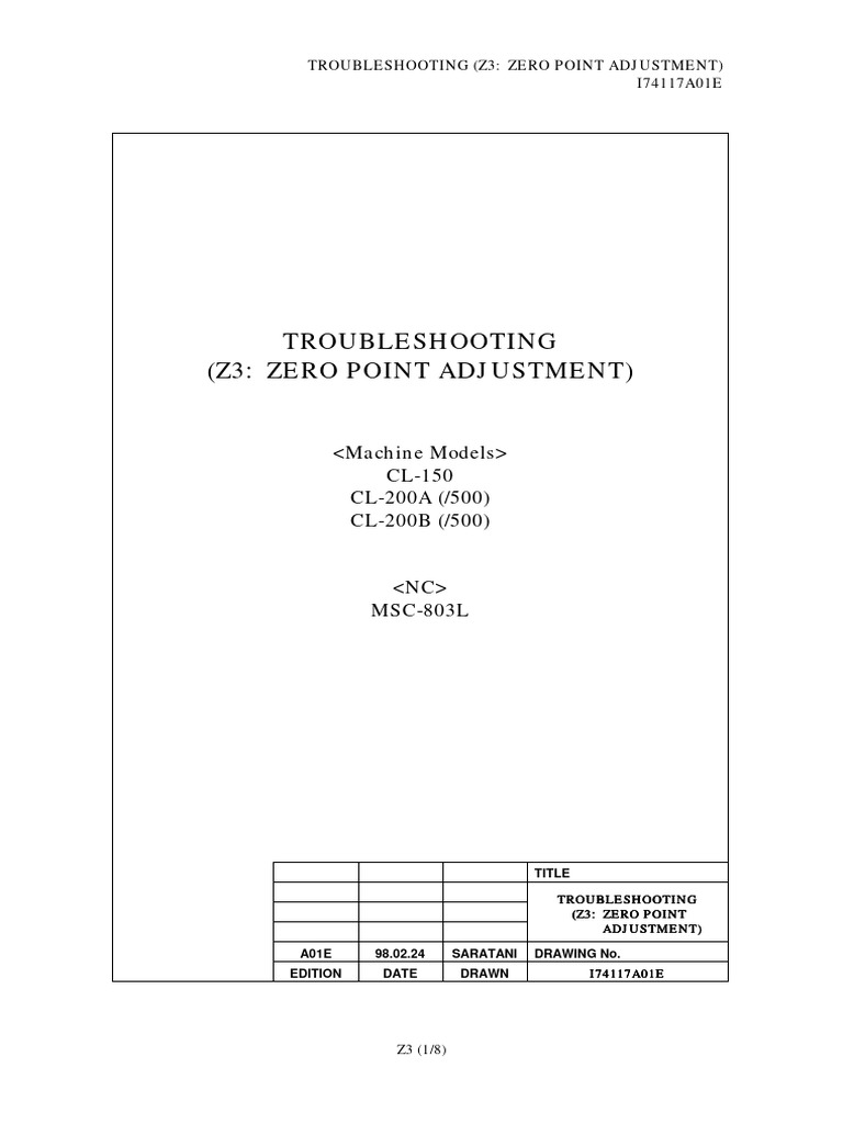 MSC-803L CL Series Lathe Zero Point Set | PDF | Computing | Computer Science