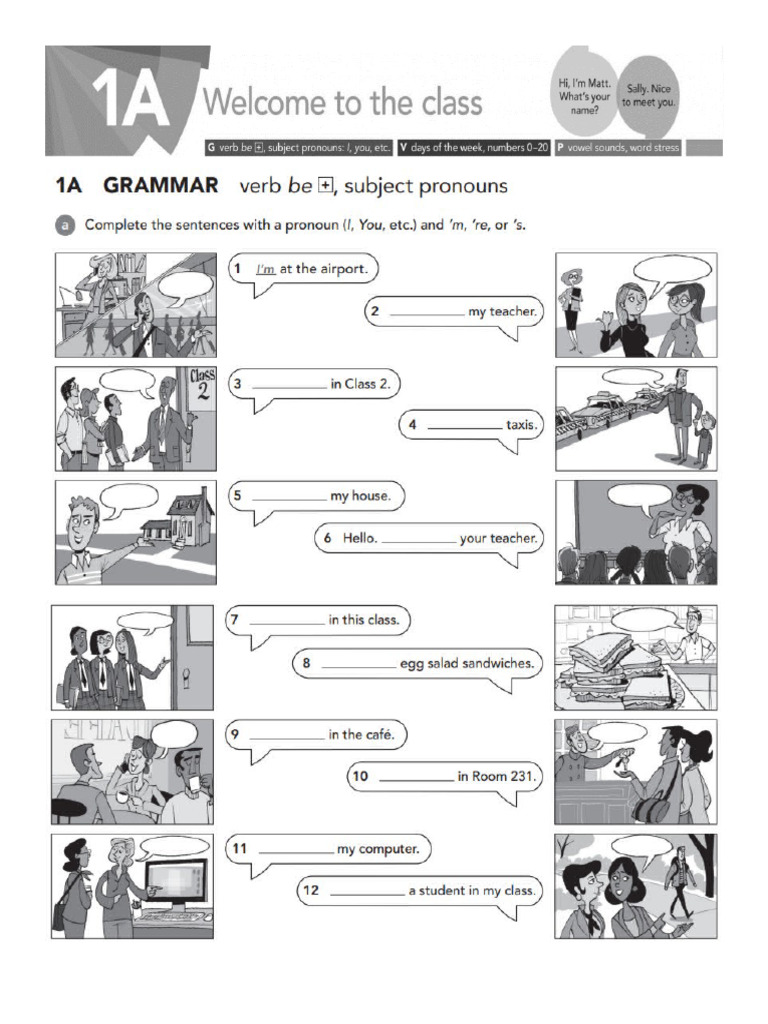 1A Welcome To Class - Verb Be - Numbers - Days of The Week | PDF