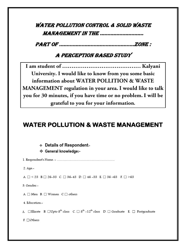 QUESTIONNAIRE | PDF | Municipal Solid Waste | Waste Management