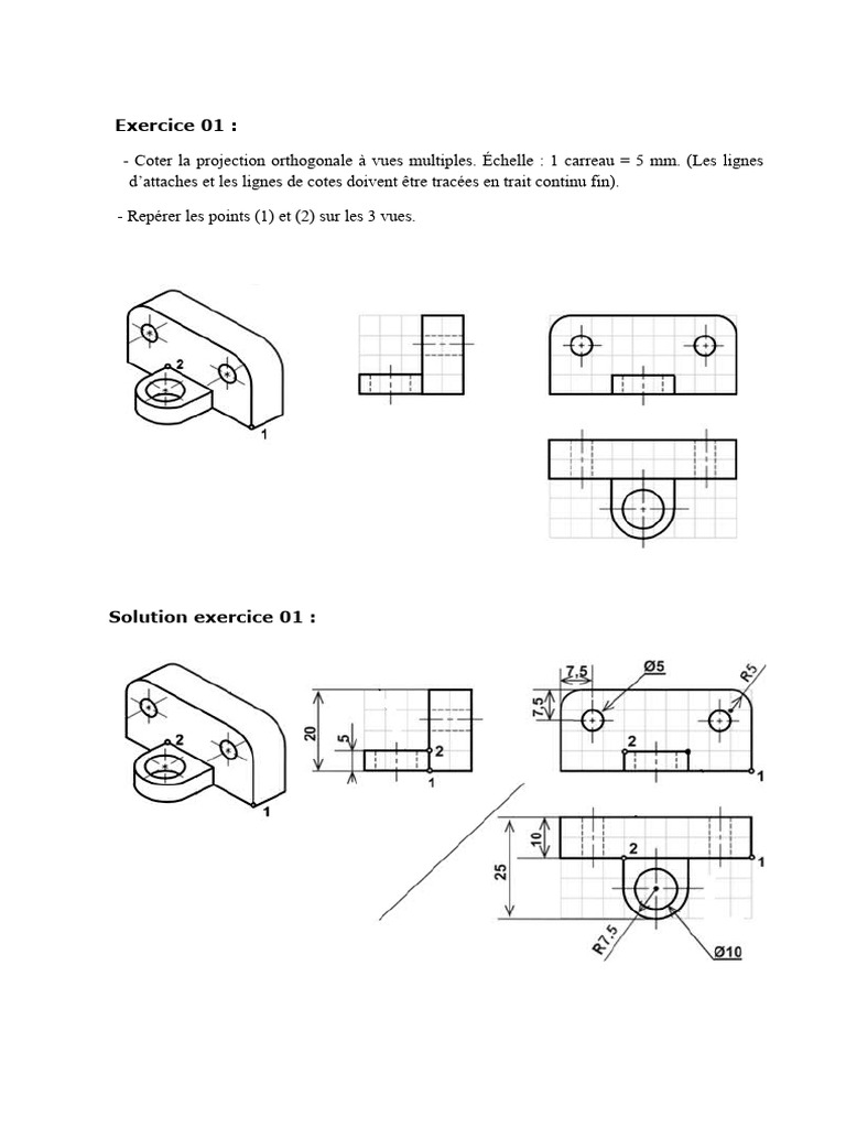 Exercices Cotation Corrigées | PDF