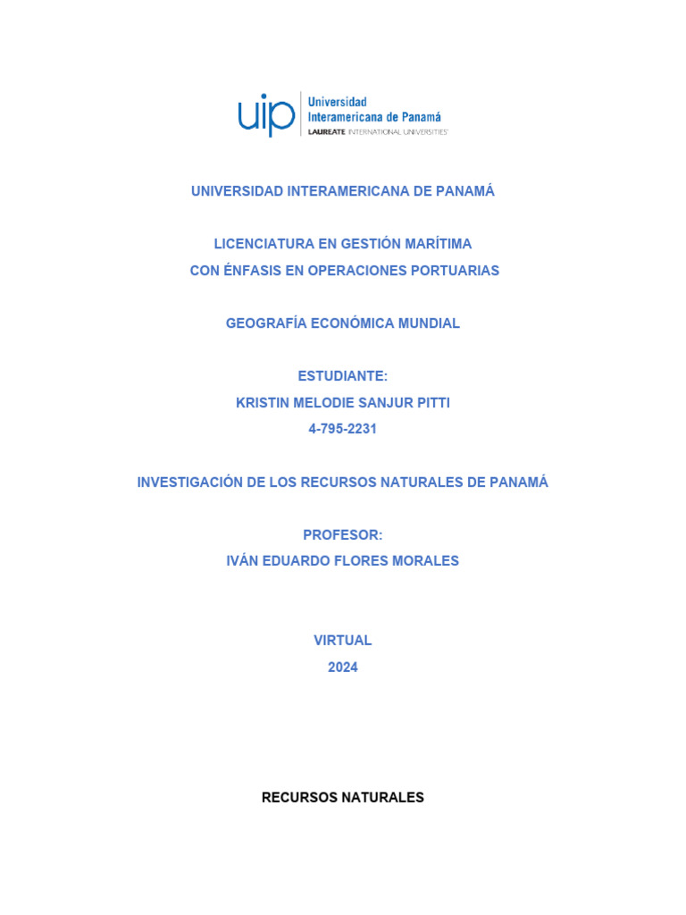 Recursos Naturales de Panama | PDF | Panamá | Agua