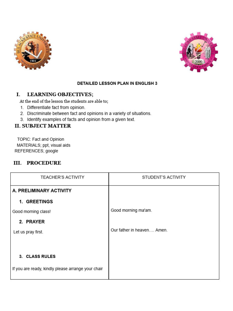 Detailed Lesson Plan in English 4 | PDF