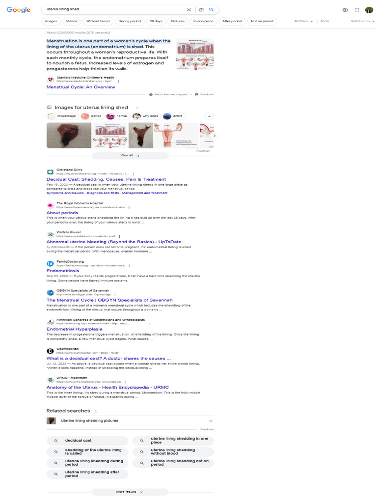 Uterus Lining Shedding Explained | PDF | Menstrual Cycle | Uterus