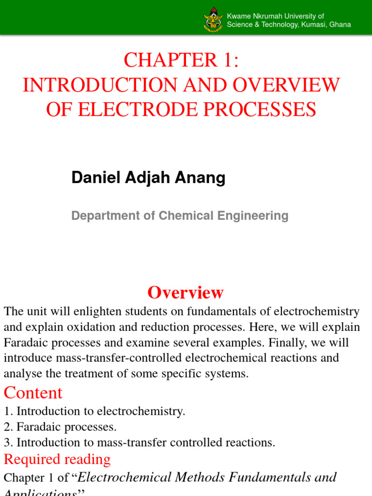 Chapter 1 Introduction and Overview of Electrode Processes | PDF | Electrochemistry | Electrode