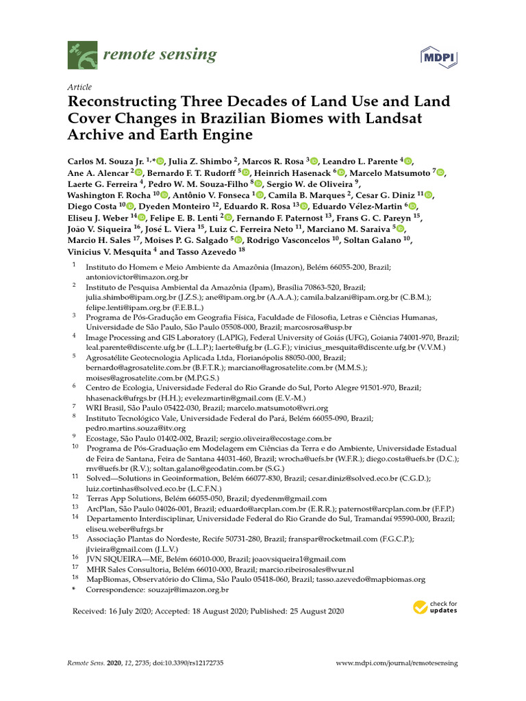 Souza-Jr Et Al. 2020 - Reconstructing Three Decades of Land Use and ...