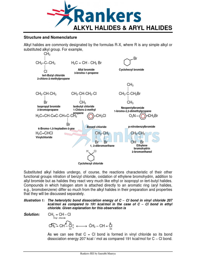 Alkyl Halide & Aryl Halide | PDF | Chemical Reactions | Chlorine