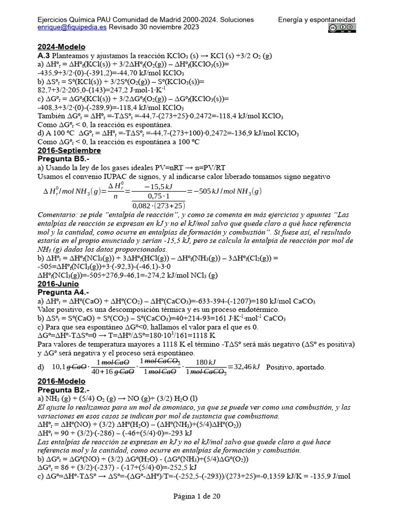 Q4 PAU TransformacionesEnergéticasEspontaneidadReacciones Soluc | PDF