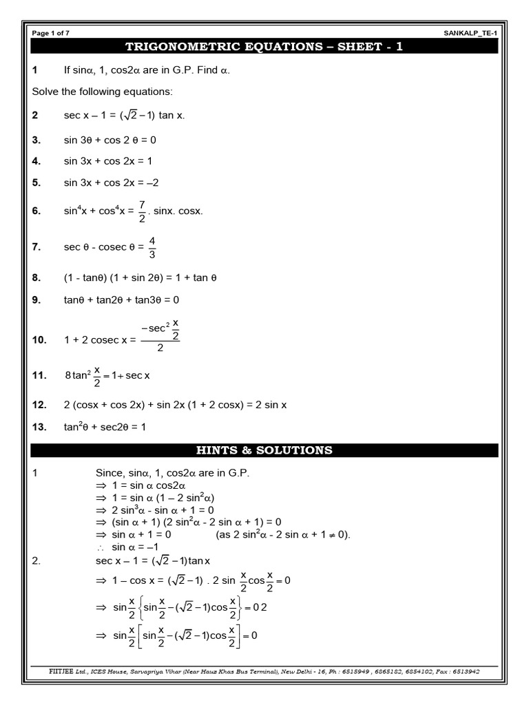 Trigonometric Eq 1 Pdf Trigonometric Functions Complex Analysis