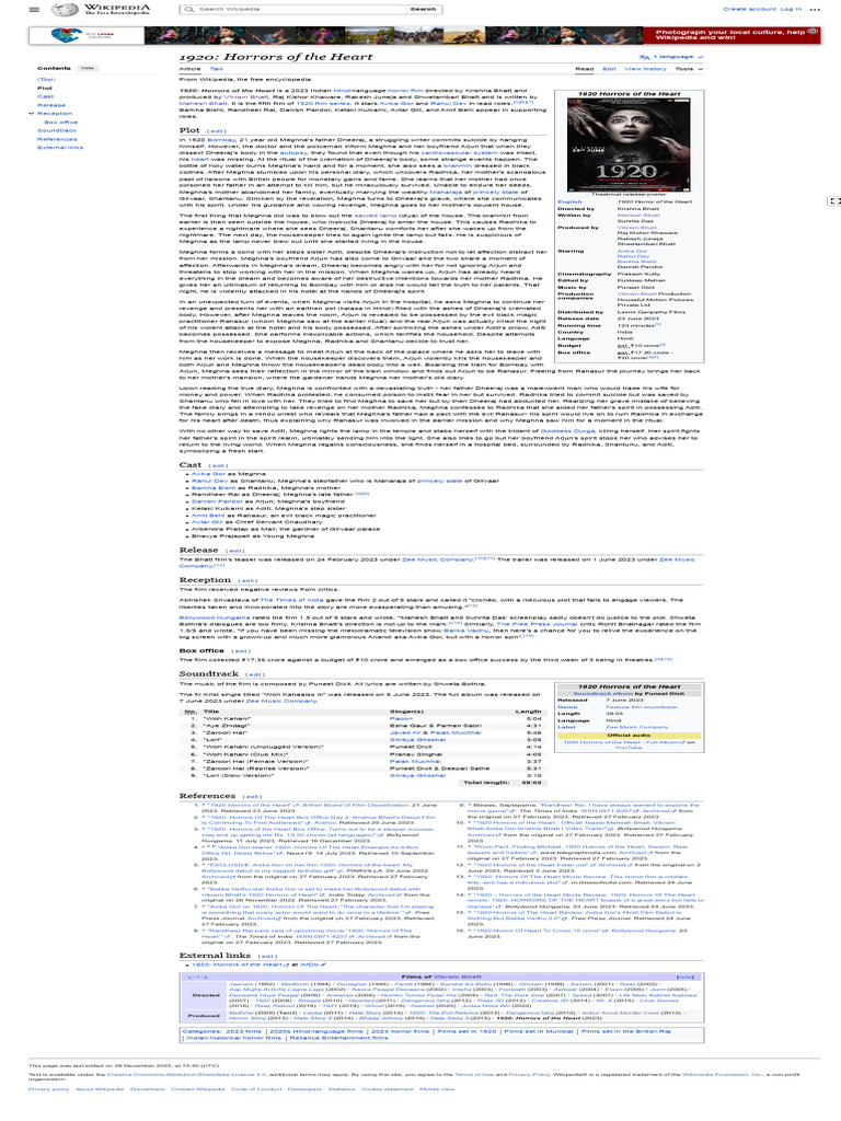 1920 - Horrors of The Heart - Wikipedia | PDF | Wikipedia