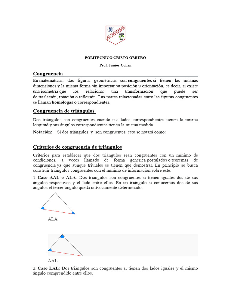 Congruencia de Triangulos | PDF | Triángulo | Geometría euclidiana