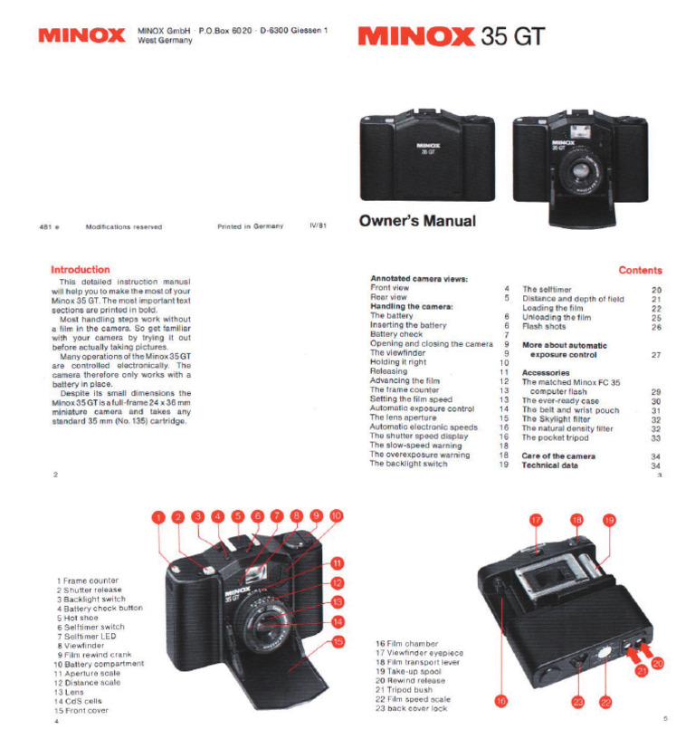 Minox 35 GT Manual | PDF