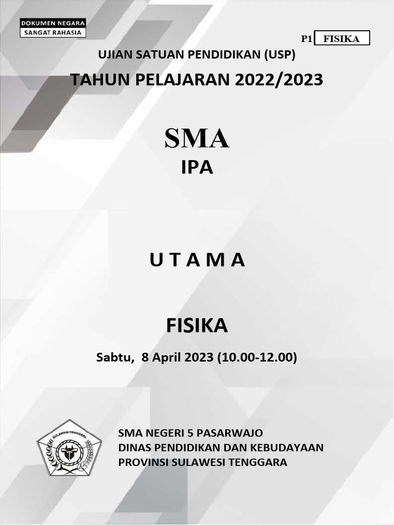 Soal USP Fisika 2023 Kab Buton (Utama) | PDF