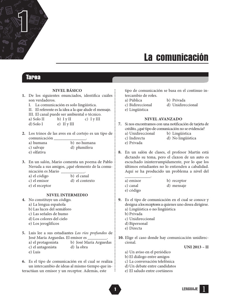 01 Tarea Lenguaje S1A | Descargar gratis PDF | Comunicación | Lengua española