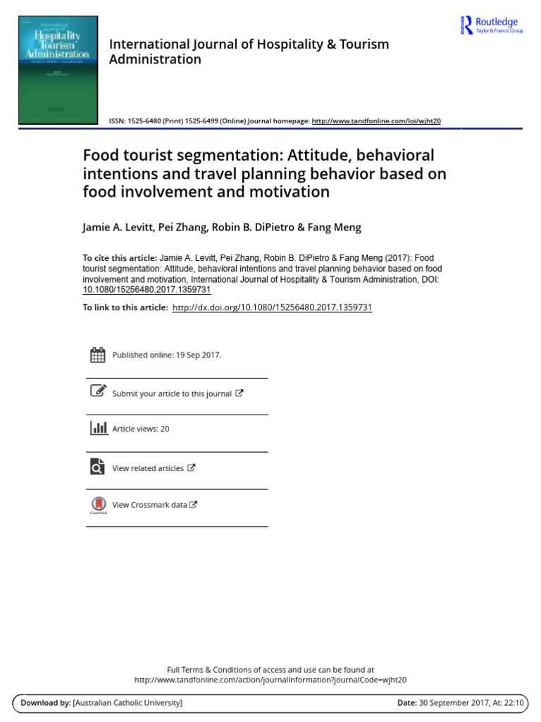 Food Tourist Segmentation Attitude, Behavioral Intentions and Travel Planning Behaviour Based On ...