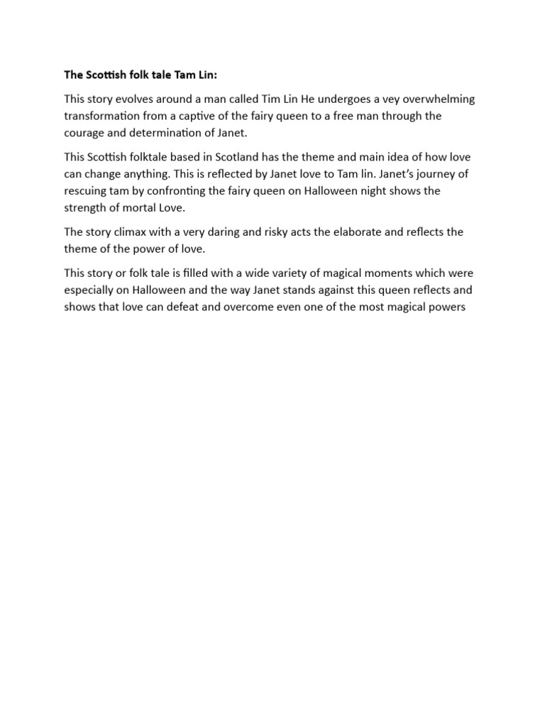 The Scottish Folk Tale Tam Lin | PDF