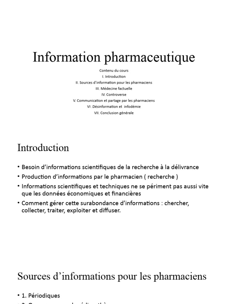 Information Pharmaceutique PP | PDF | Essai randomisé contrôlé | Médecine fondée sur les faits