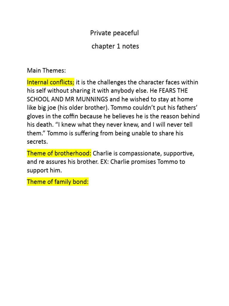 Private Peaceful Chapter 1 | PDF